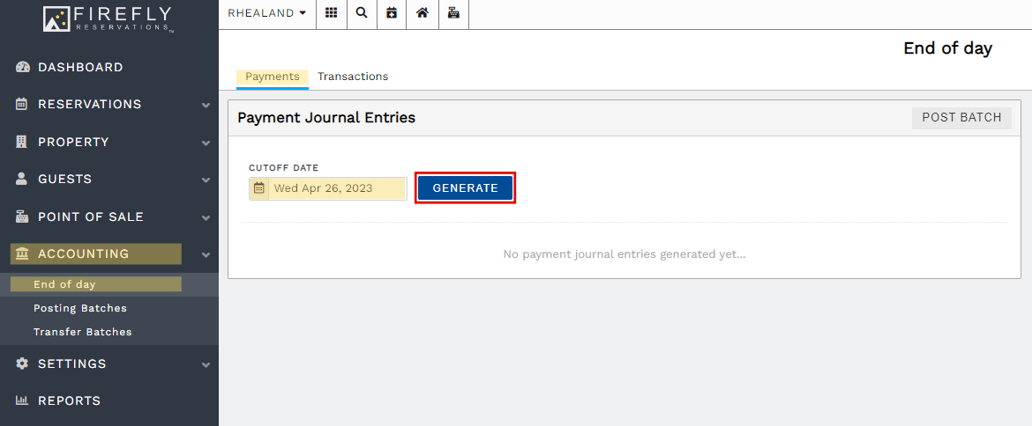 Accounting End of Day Procedure