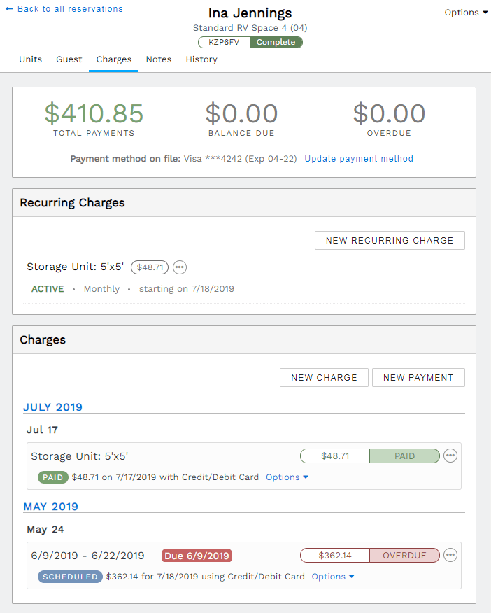Charges and Payments