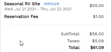 Custom Reservation Fees