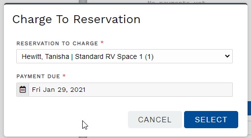 Charge POS Transaction to a Reservation