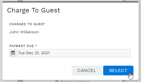 Charge POS Transaction to a Guest (No reservation)
