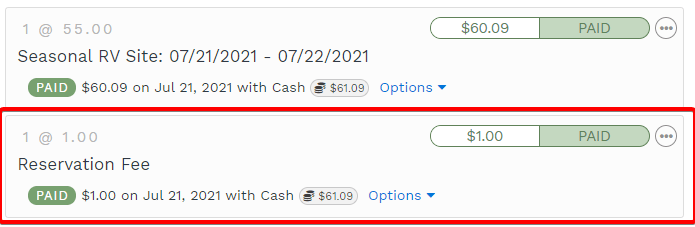Custom Reservation Fees