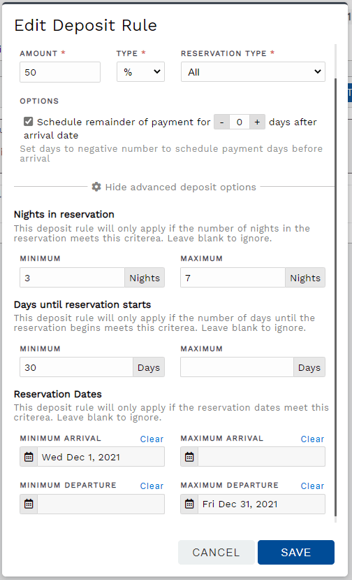 Unit Deposit Rules