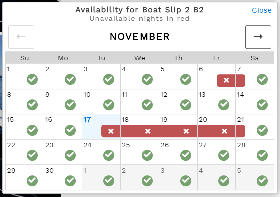 Using the Availability Calendar