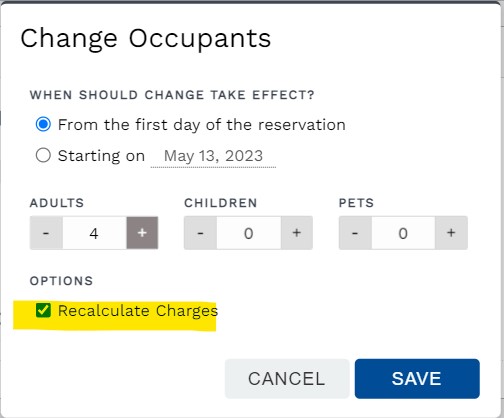 Make Changes to a Reservation
