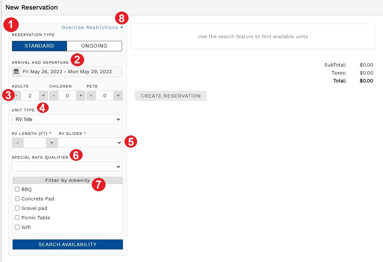 Create a New Reservation