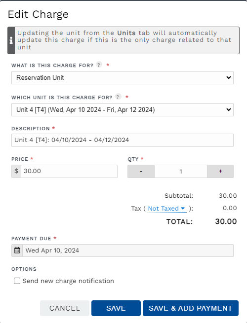 Charges and Payments
