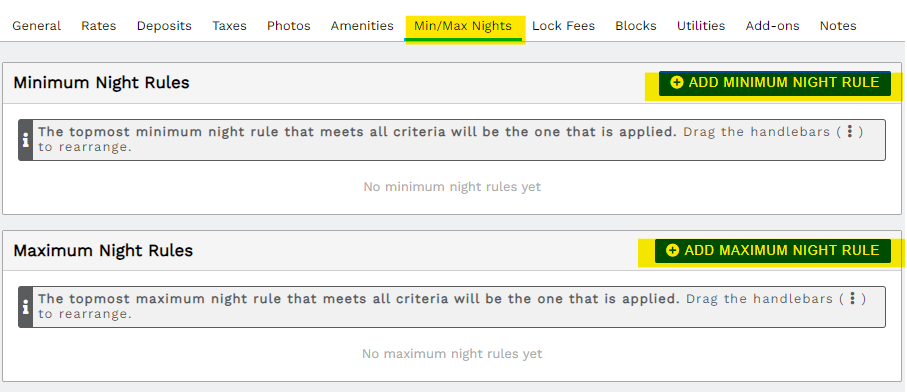 Minimum and Maximum Nights Rules