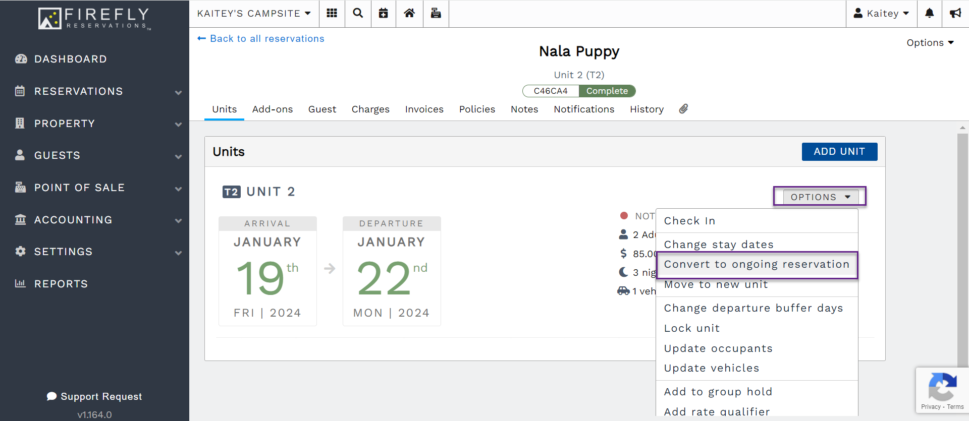 Convert Short Term Reservation to Ongoing Reservation