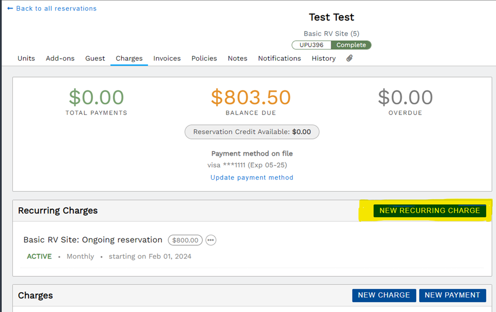Create and Manage a Recurring Charge