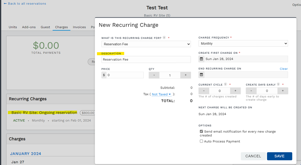 Create and Manage a Recurring Charge