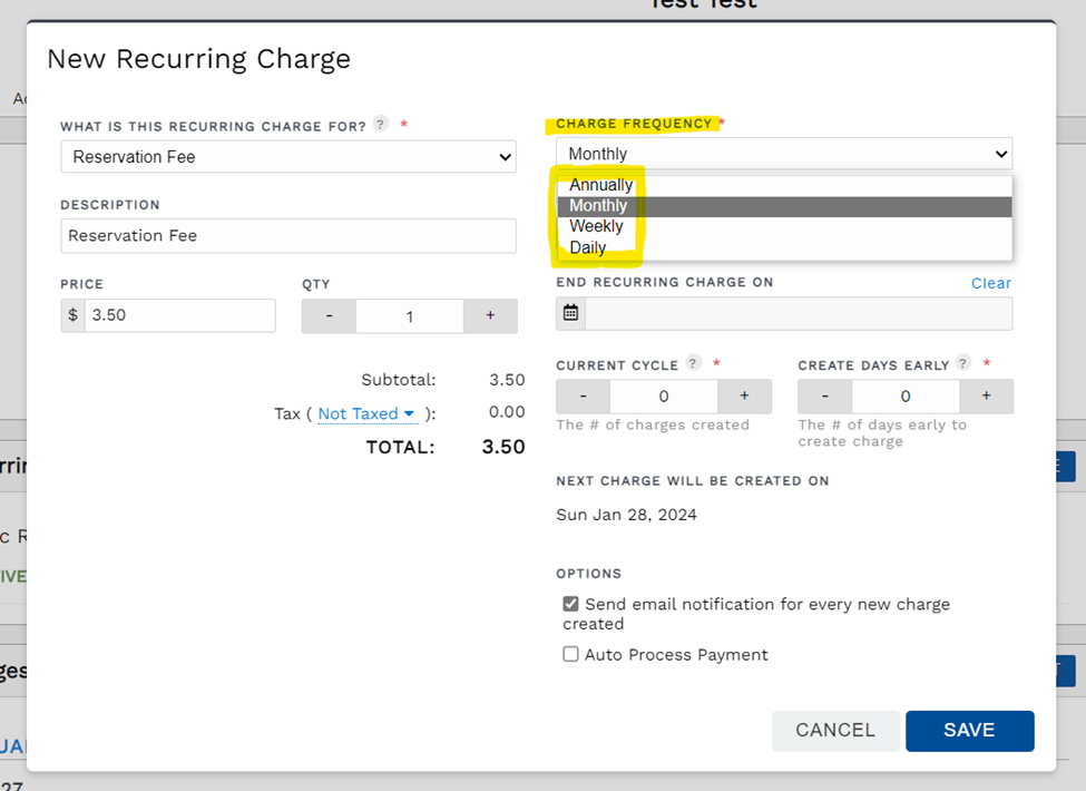 Create and Manage a Recurring Charge