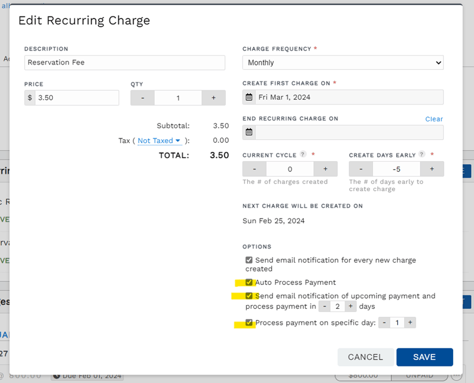 Create and Manage a Recurring Charge