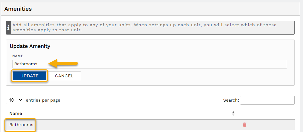 How do I customize Amenities?
