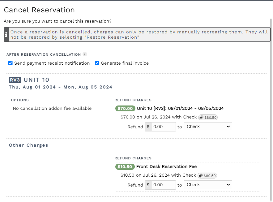 Cancel a Reservation