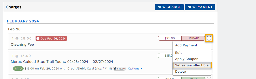 Charges and Payments