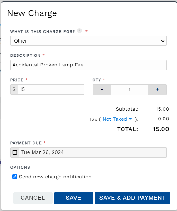 Charges and Payments