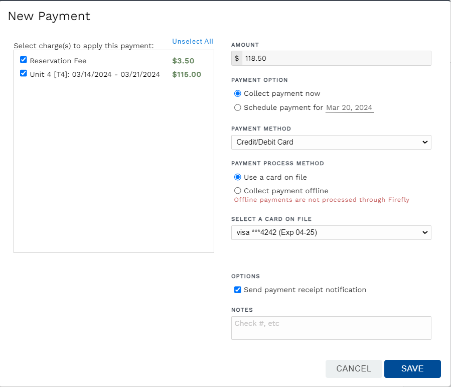 Charges and Payments