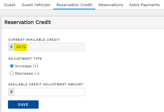 Reservation Credit