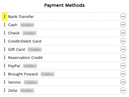 How do I change Payment Method options?
