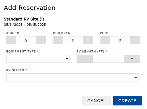 Create a New Reservation
