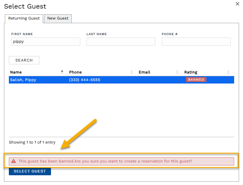 How do I ban a guest in Firefly?